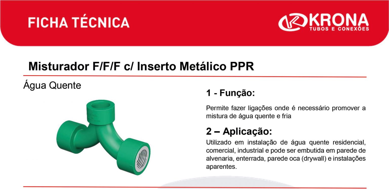 Misturador *F/F/F com Inserto Metálico PPR - Krona