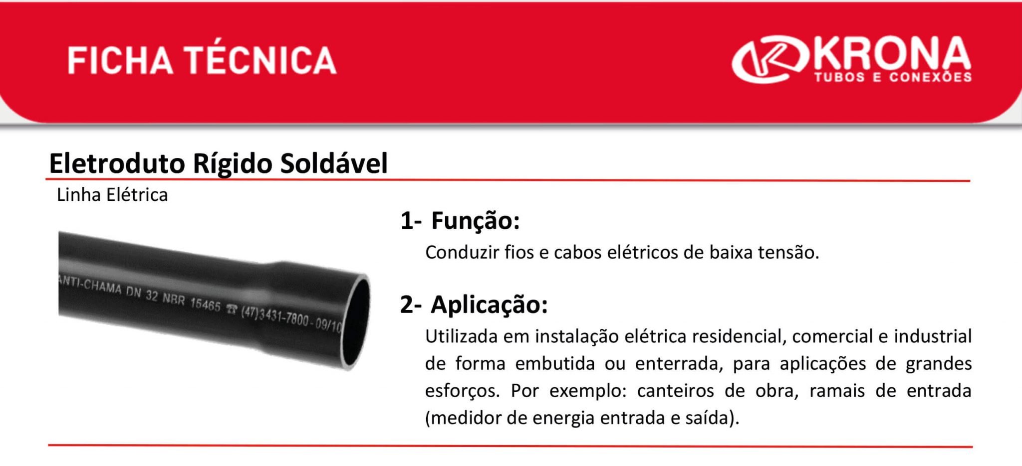 Tubo Eletroduto de PVC Rígido Soldável - 3m - Krona