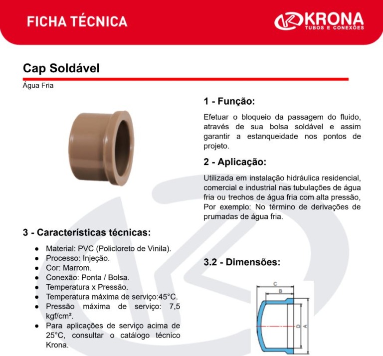Ficha Técnica – Cap Soldável - Krona